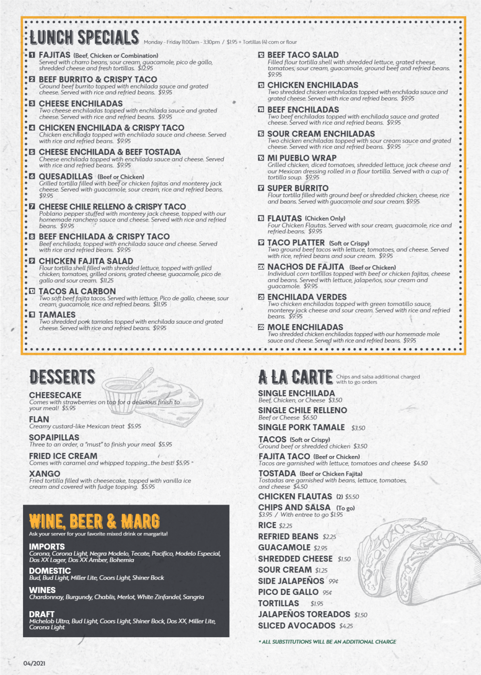 DOWNLOAD OUR MENU - Mi Pueblo Cocina de Mexico